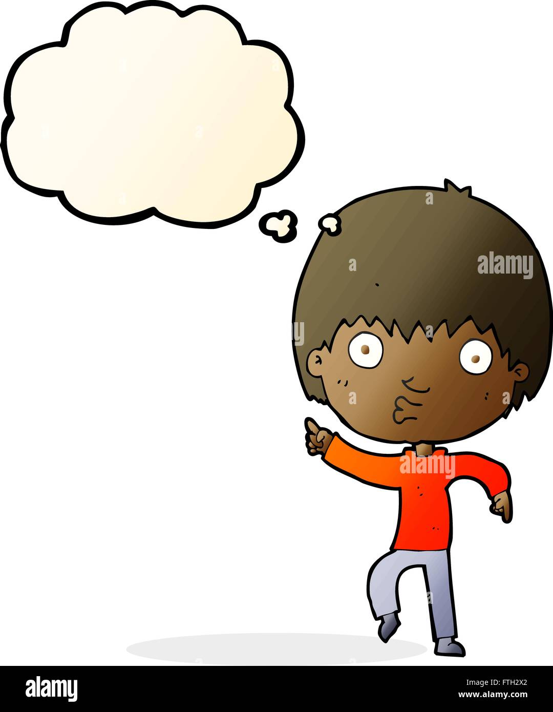 Cartoon impressed boy pointing thought hi-res stock photography and ...