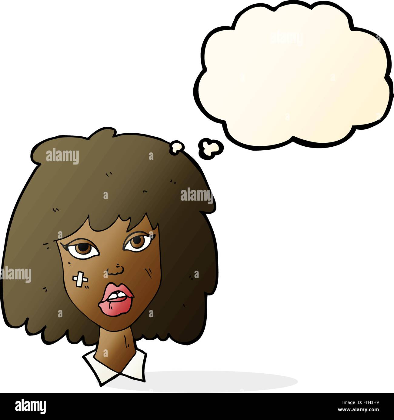 cartoon woman with bruised face with thought bubble Stock Vector Image ...