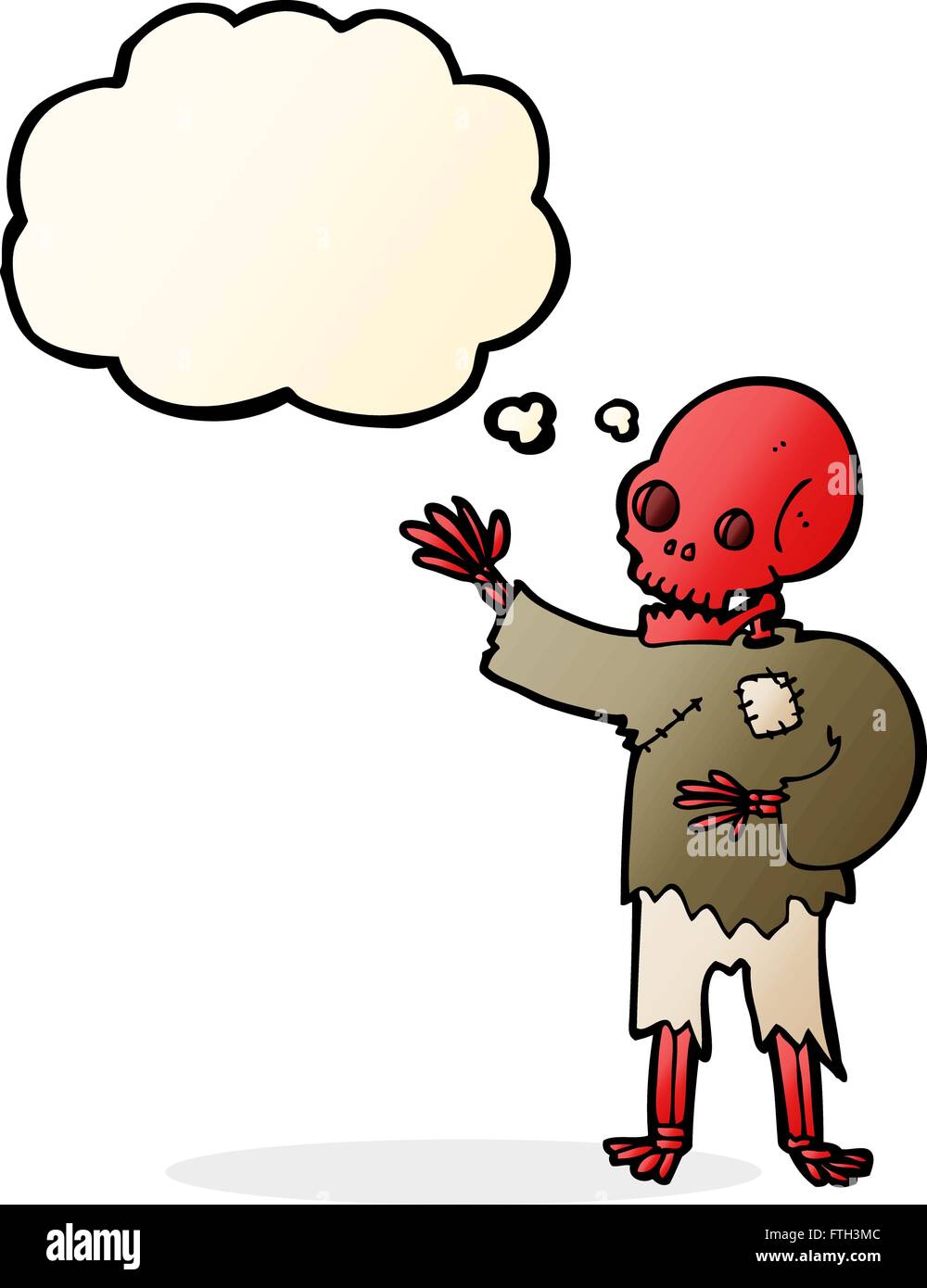 cartoon skeleton waving with thought bubble Stock Vector Image & Art ...