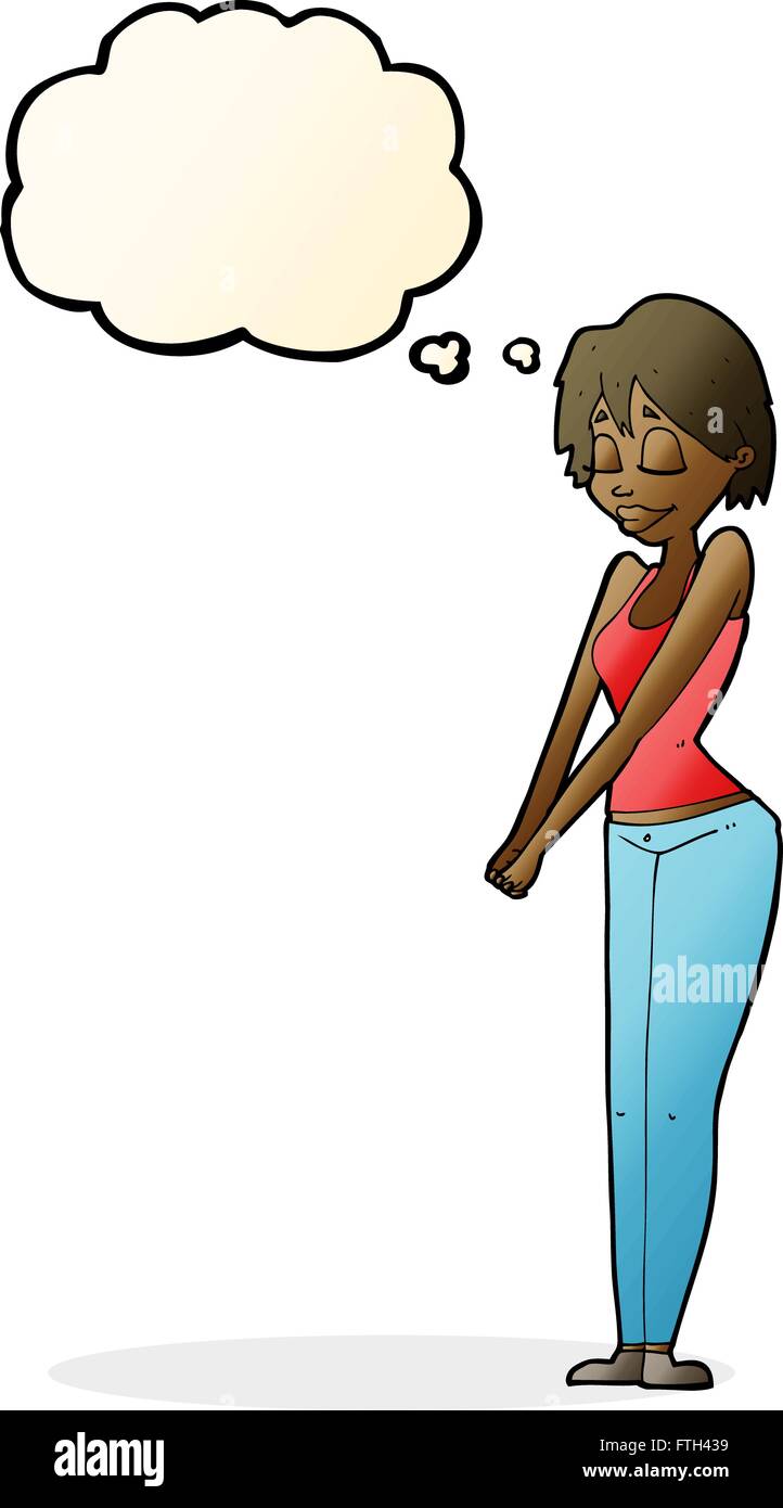 cartoon content woman with thought bubble Stock Vector Image & Art - Alamy