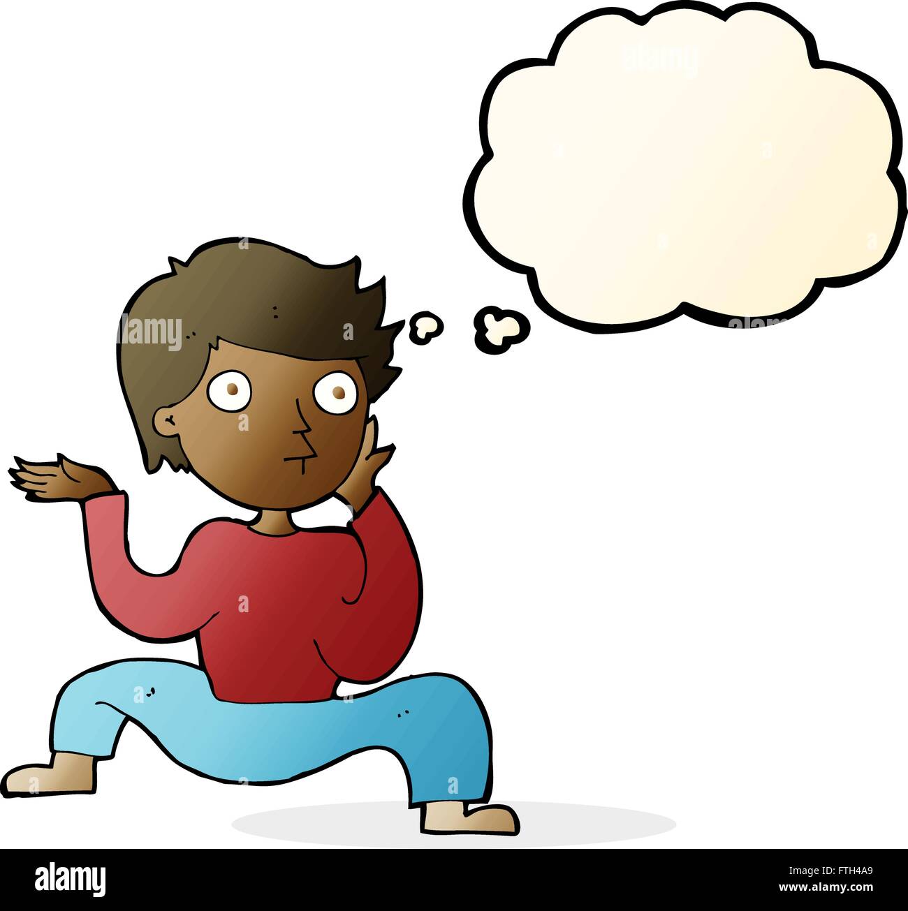 cartoon boy doing crazy dance with thought bubble Stock Vector Image ...