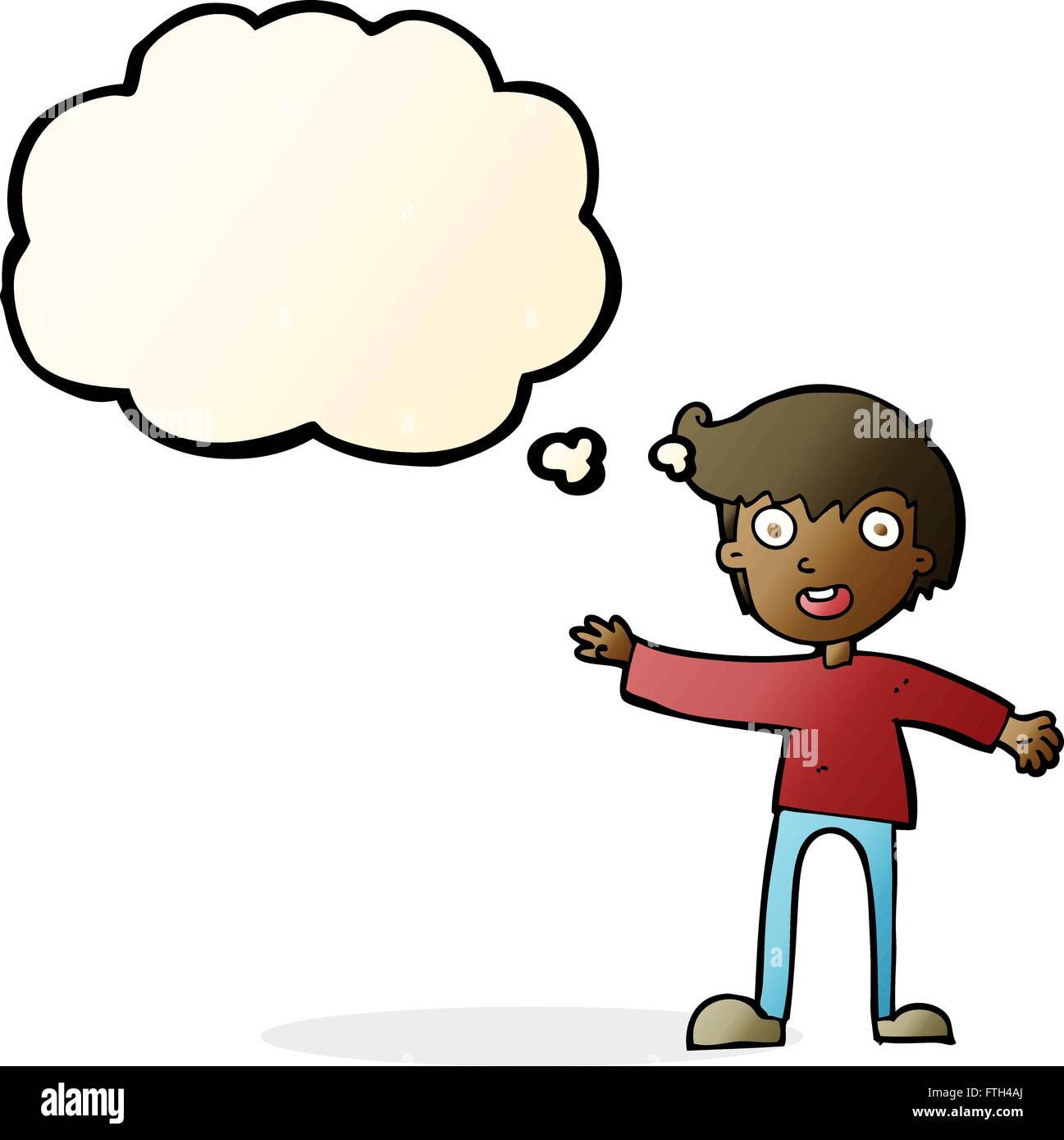 cartoon excited boy with thought bubble Stock Vector Image & Art - Alamy