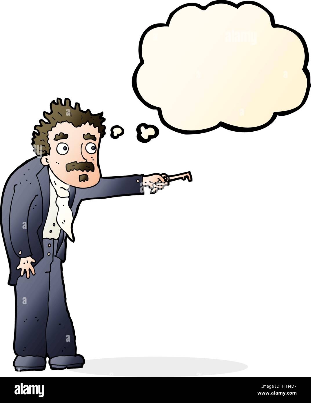 cartoon man trembling with key unlocking with thought bubble Stock ...