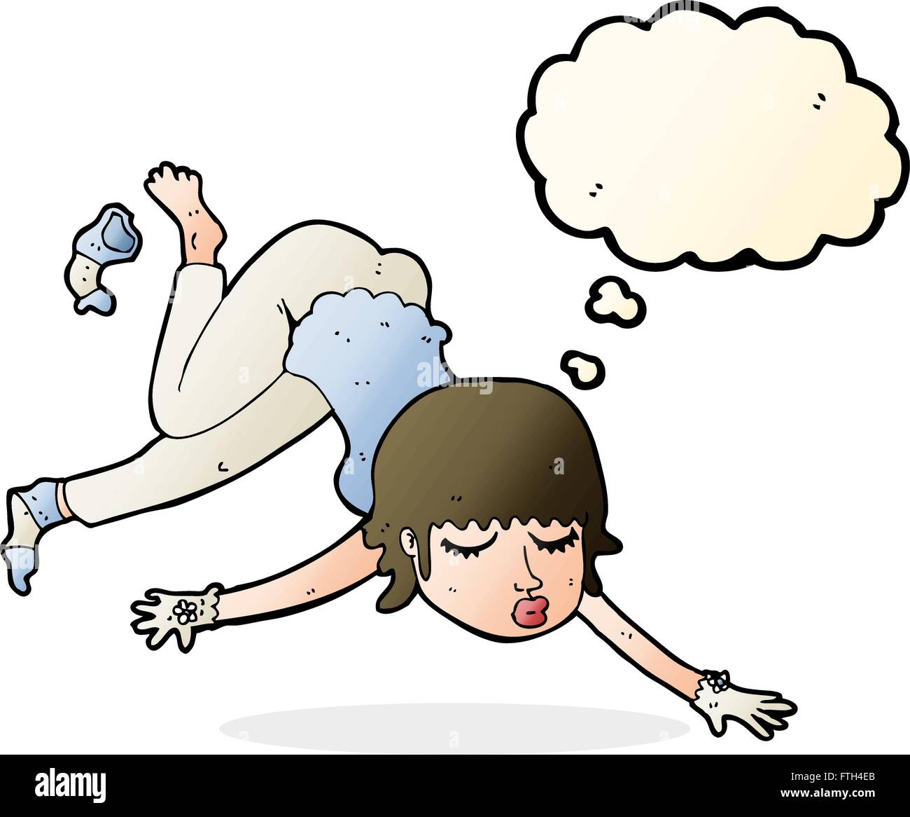 cartoon woman floating with thought bubble Stock Vector Image & Art - Alamy