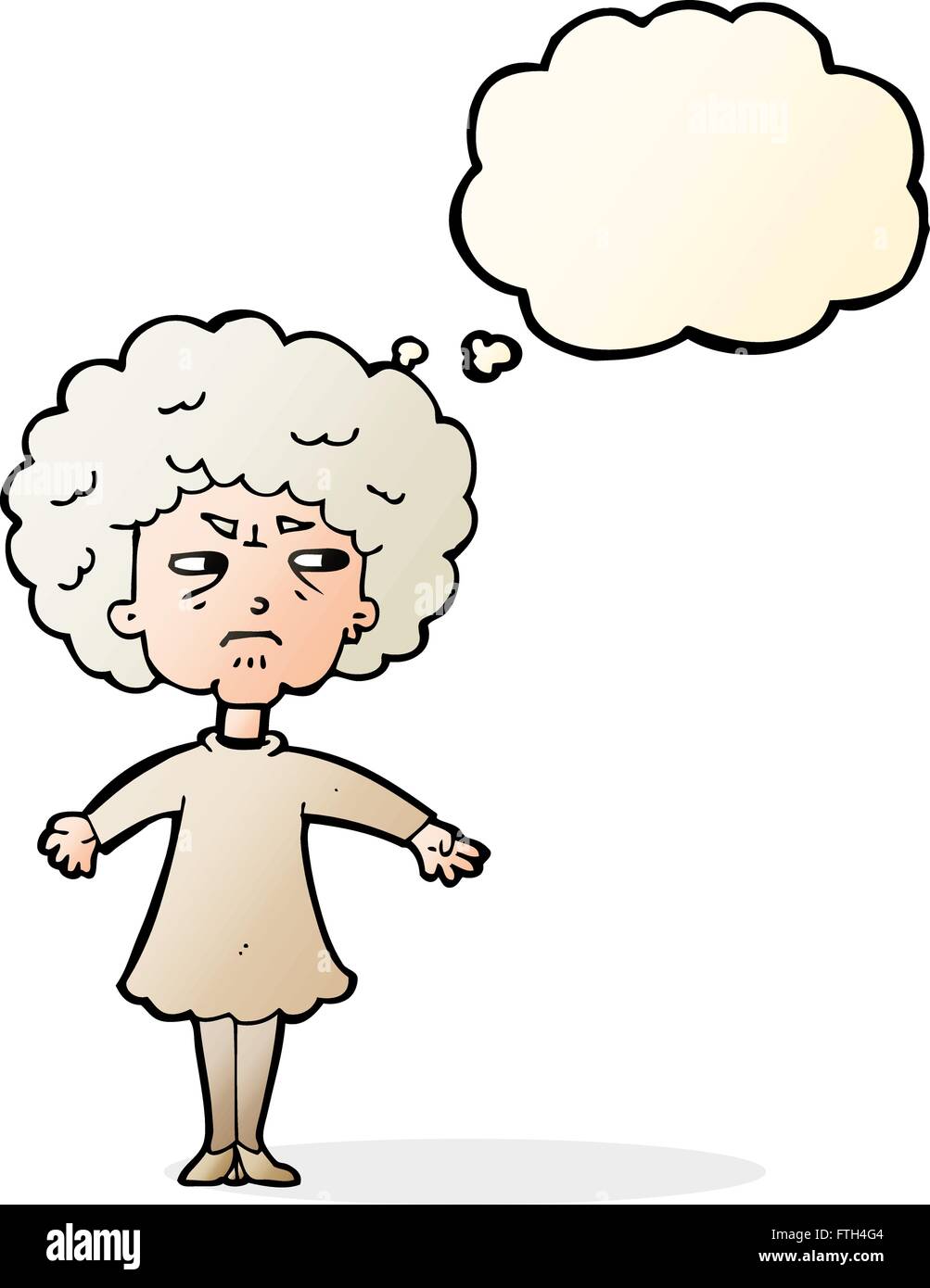 cartoon bitter old woman with thought bubble Stock Vector Image & Art ...