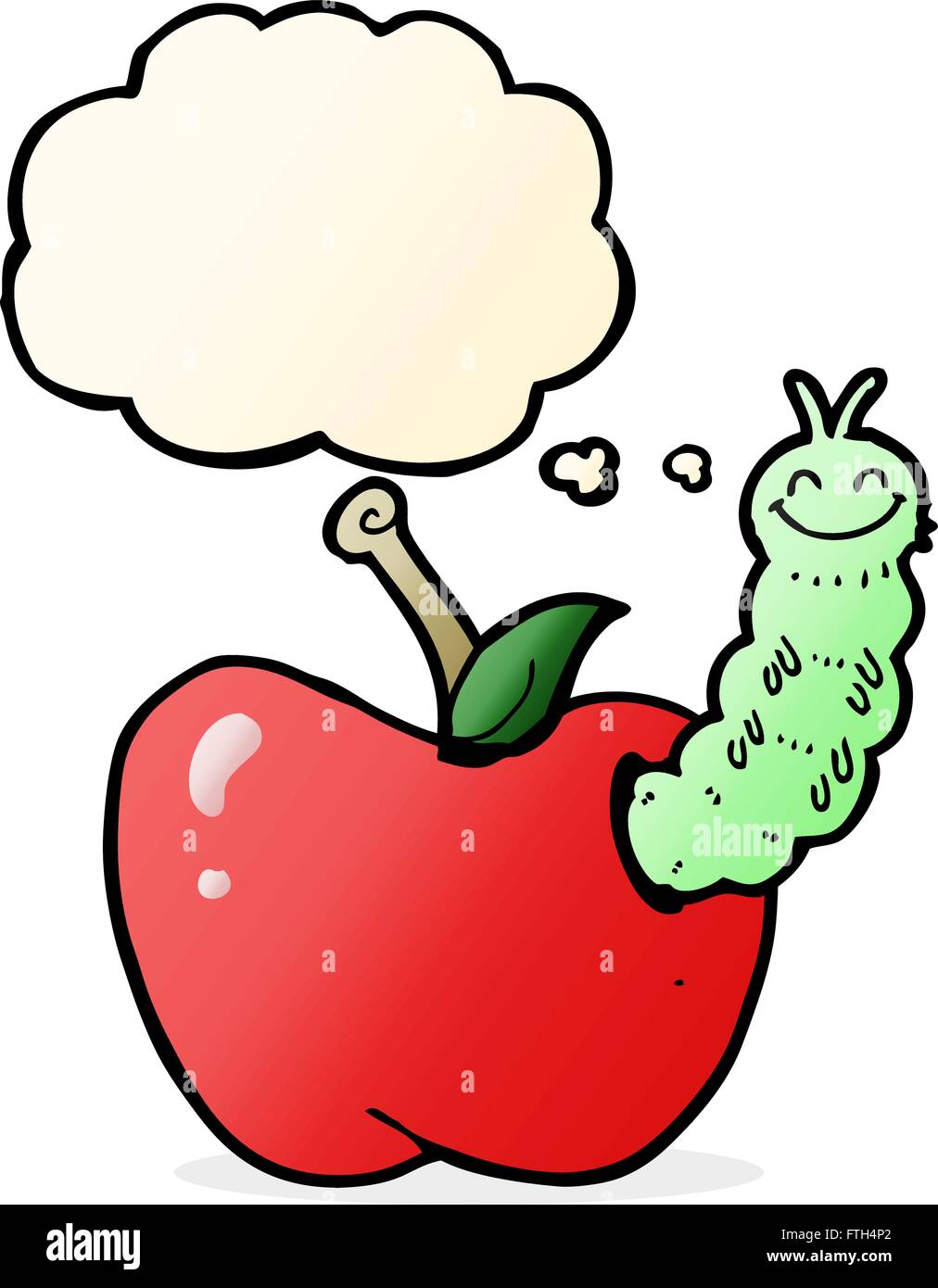 cartoon bug eating apple with thought bubble Stock Vector Image & Art ...