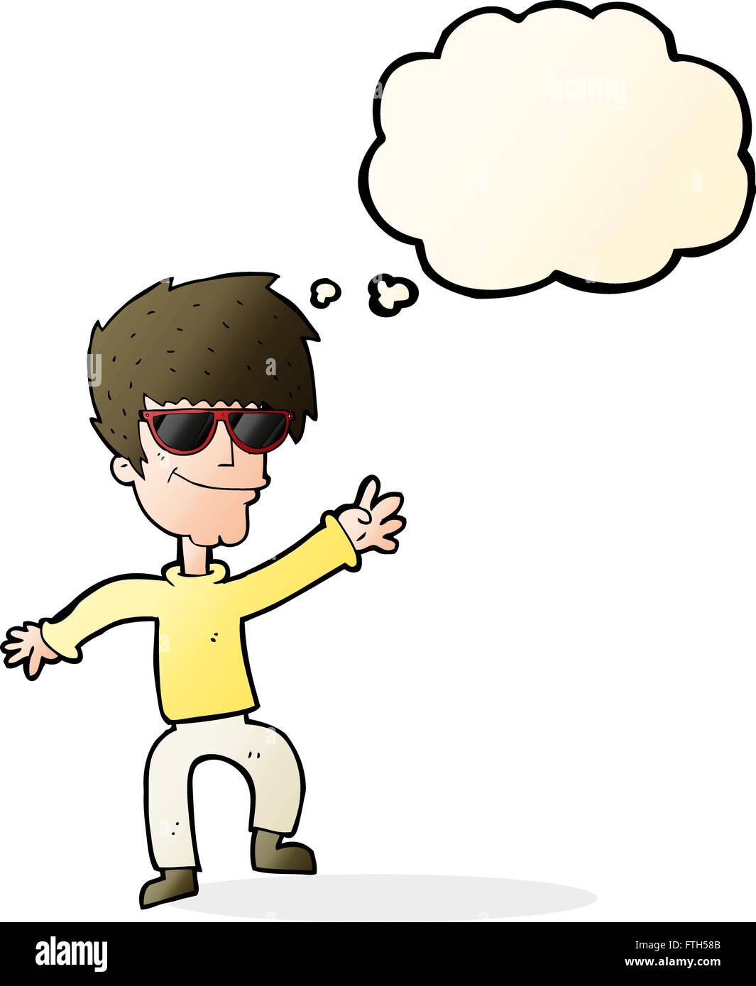 cartoon waving cool guy with thought bubble Stock Vector Image & Art ...