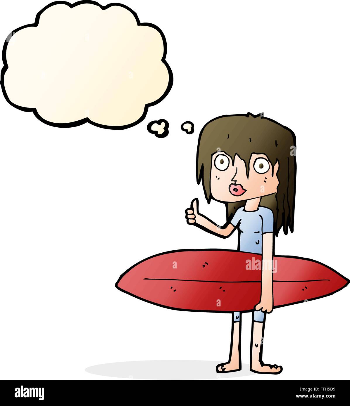 cartoon surfer girl with thought bubble Stock Vector Image & Art - Alamy