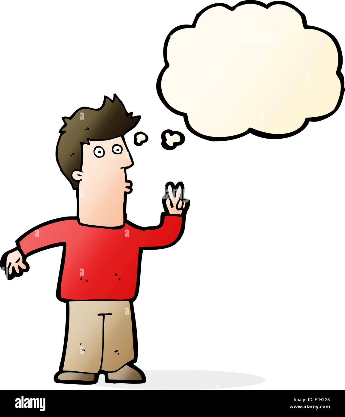 cartoon man giving peace sign with thought bubble Stock Vector Image ...