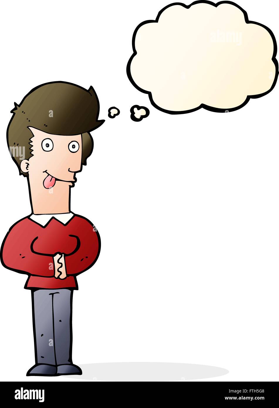 cartoon man sticking out tongue with thought bubble Stock Vector Image ...