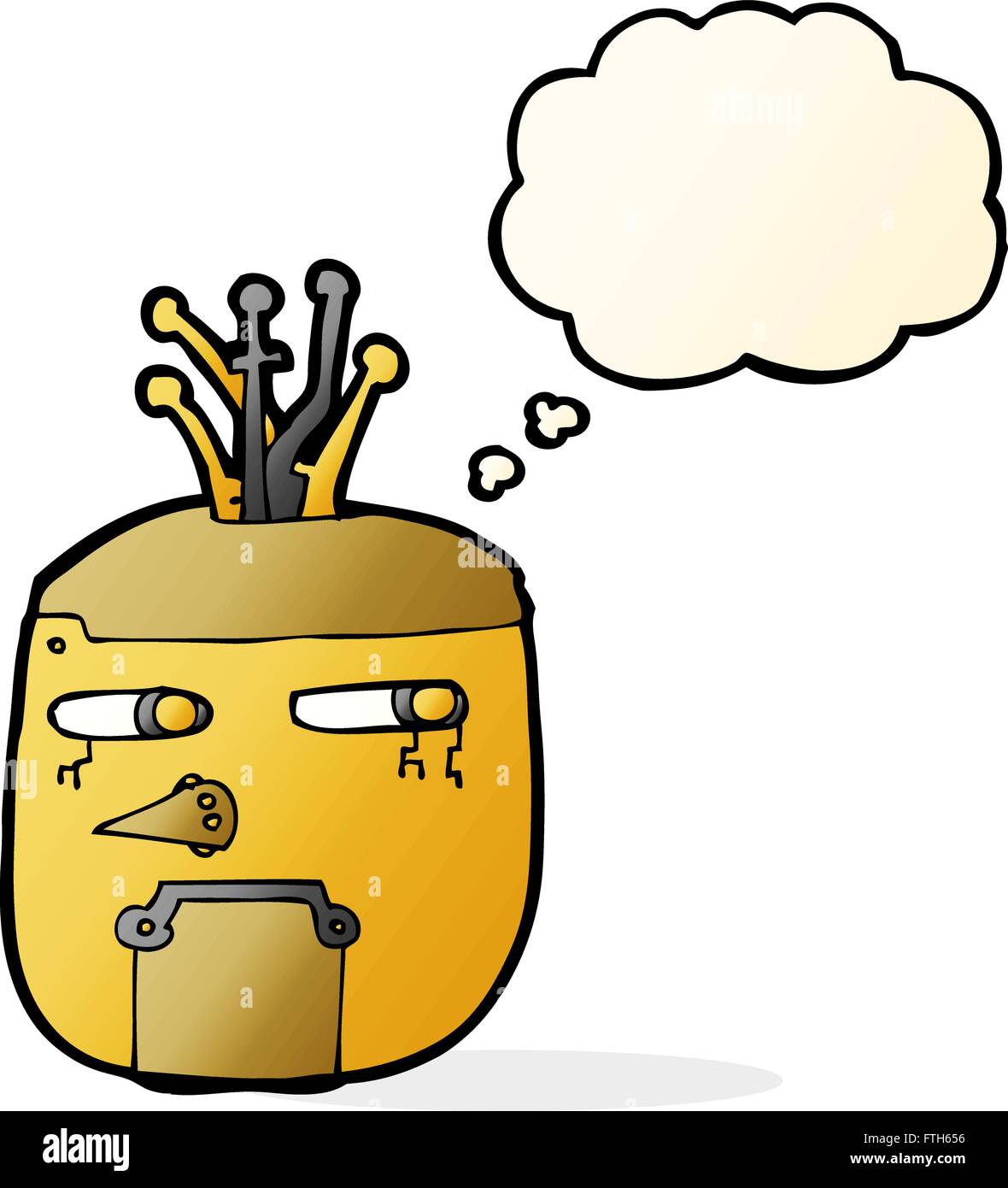 cartoon gold robot head with thought bubble Stock Vector Image & Art ...