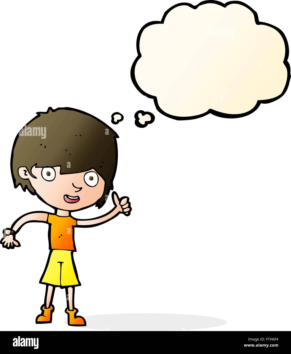 cartoon boy with positive attitude with thought bubble Stock Vector ...
