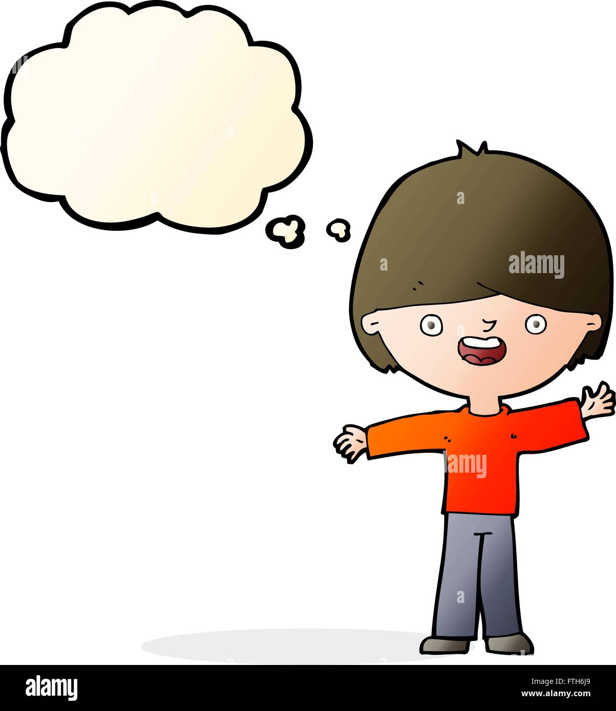 cartoon happy boy with thought bubble Stock Vector Image & Art - Alamy
