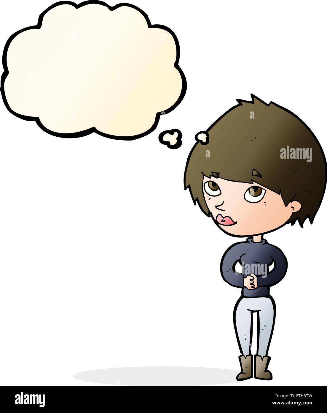 cartoon woman considering with thought bubble Stock Vector Image & Art ...