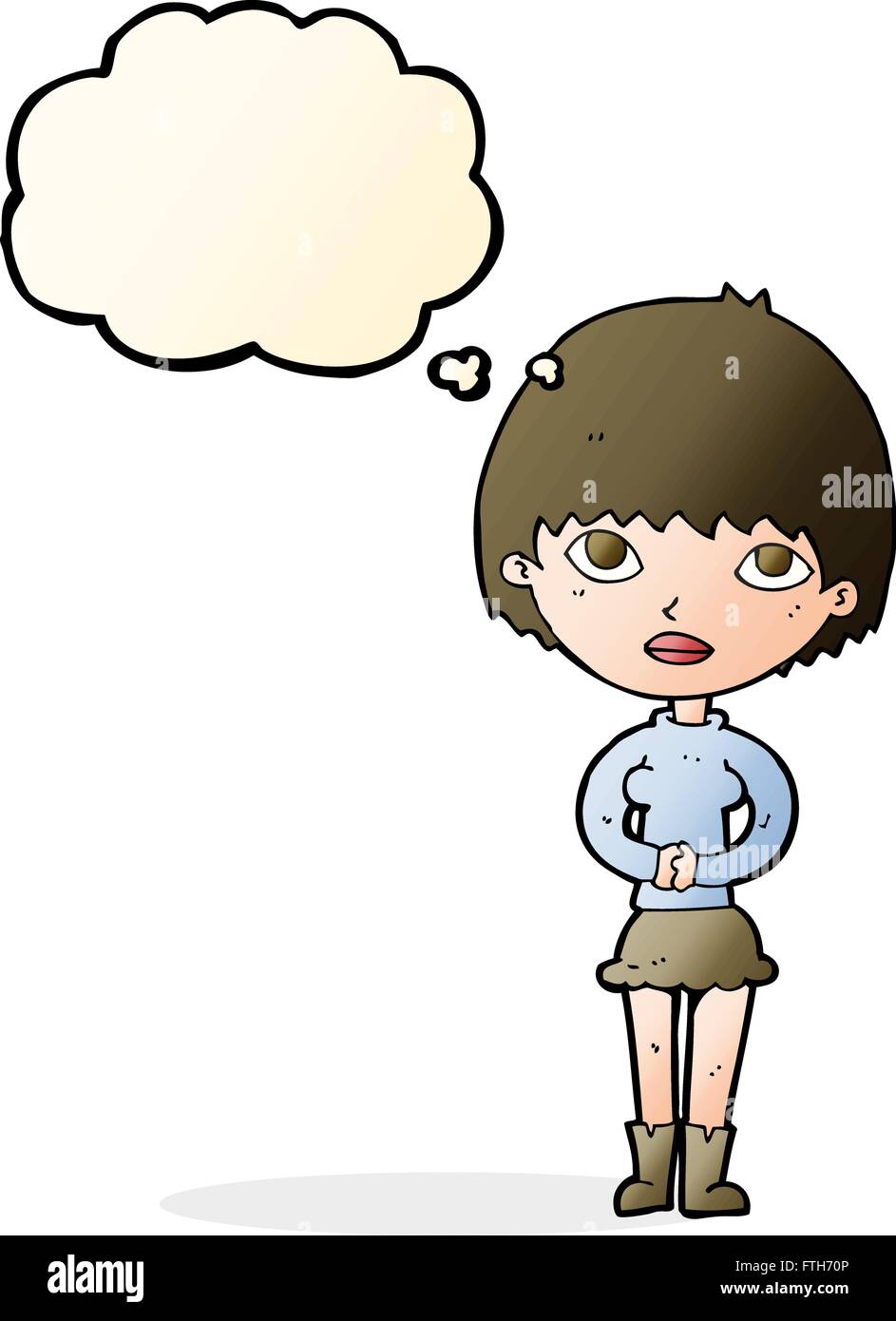 cartoon woman waiting patiently with thought bubble Stock Vector Image ...