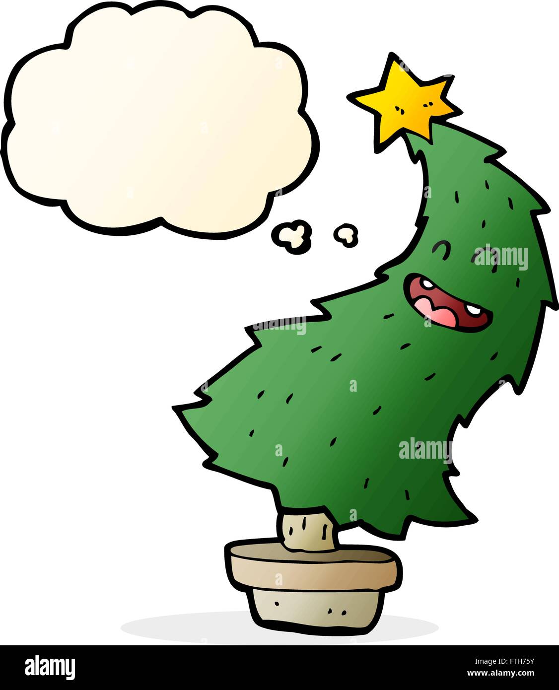 cartoon dancing christmas tree with thought bubble Stock Vector Image ...
