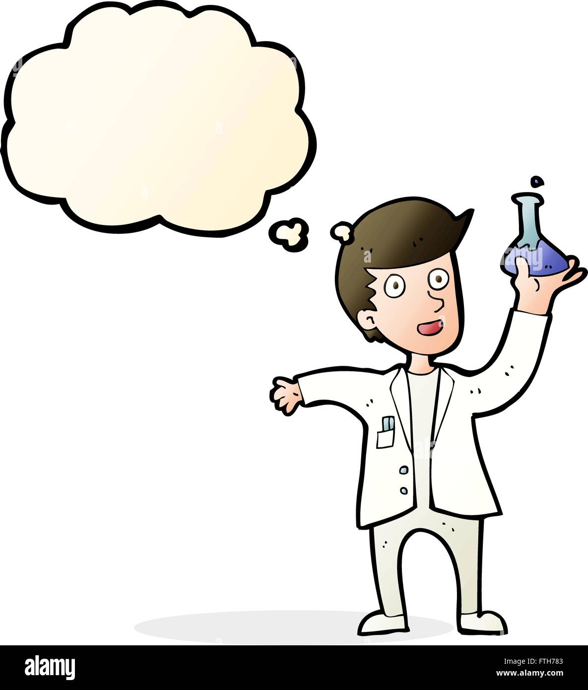 cartoon happy scientist with thought bubble Stock Vector Image & Art ...