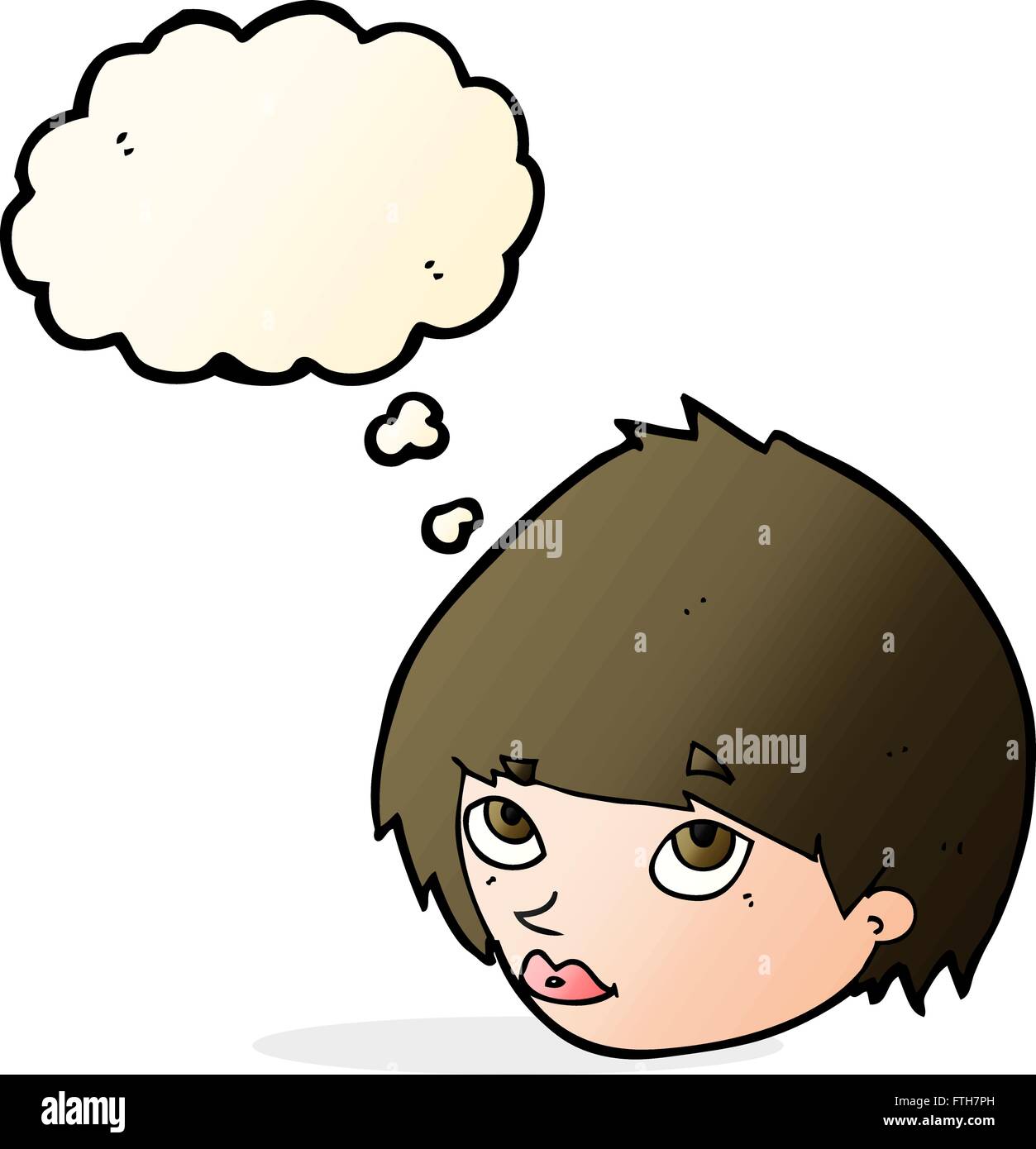 cartoon female face looking up with thought bubble Stock Vector Image ...