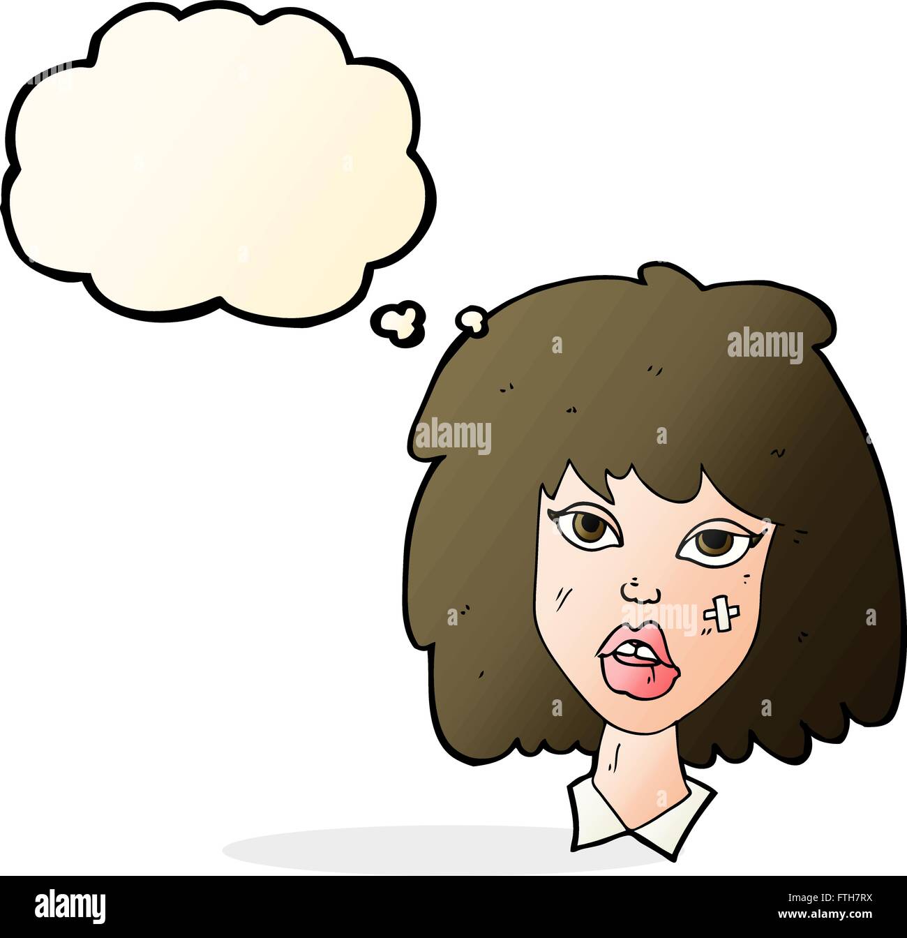 cartoon woman with bruised face with thought bubble Stock Vector Image ...