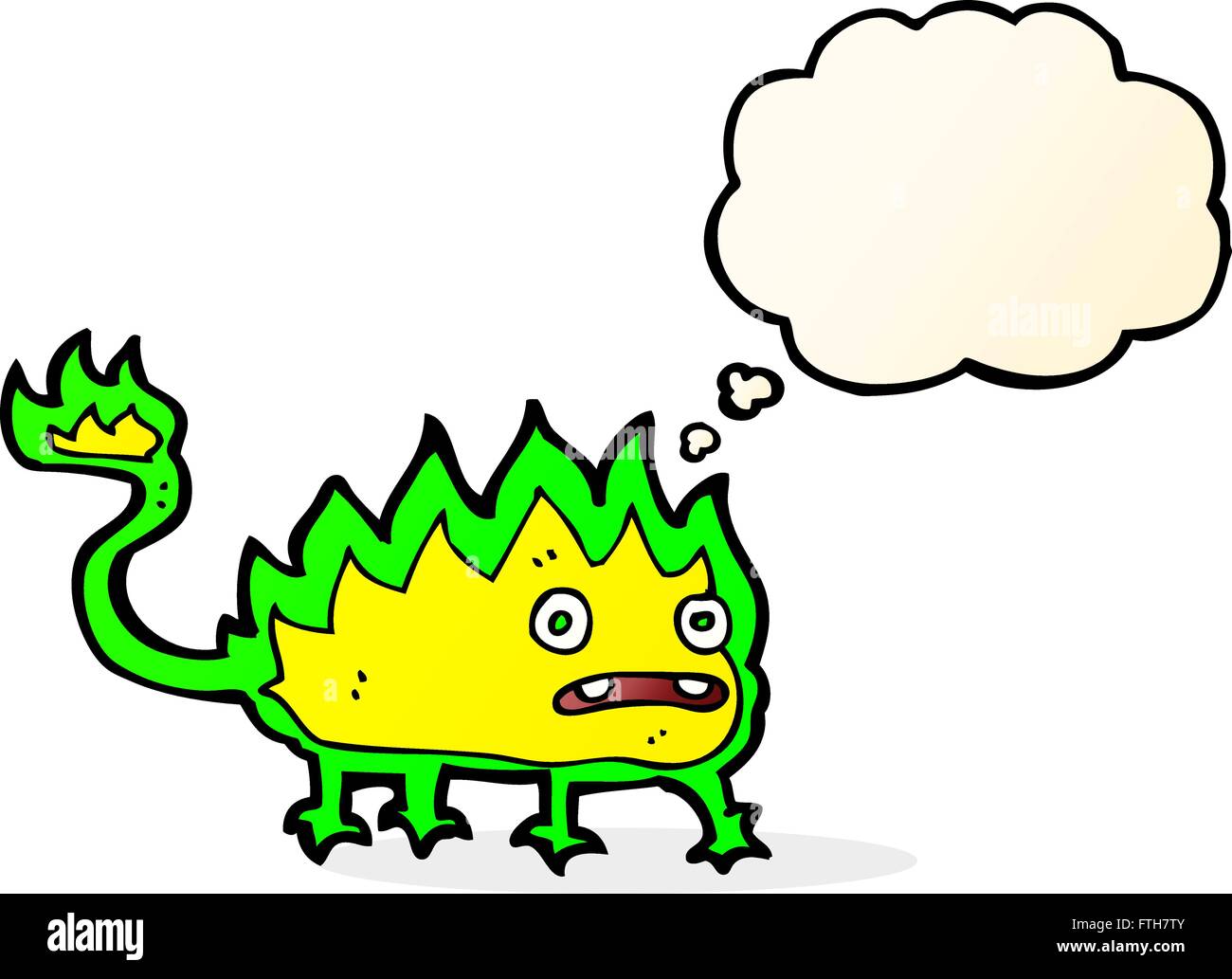 cartoon little fire demon with thought bubble Stock Vector Image & Art ...
