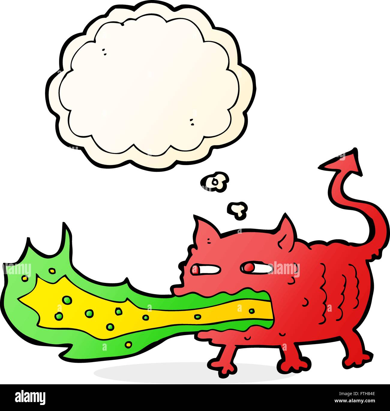 cartoon fire breathing imp with thought bubble Stock Vector Image & Art ...