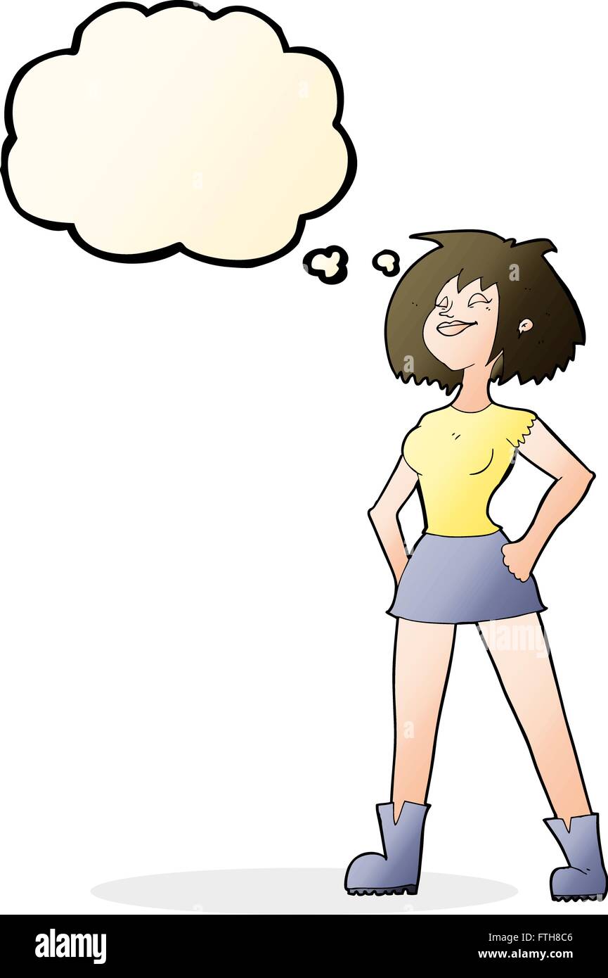 cartoon capable woman with thought bubble Stock Vector Image & Art - Alamy