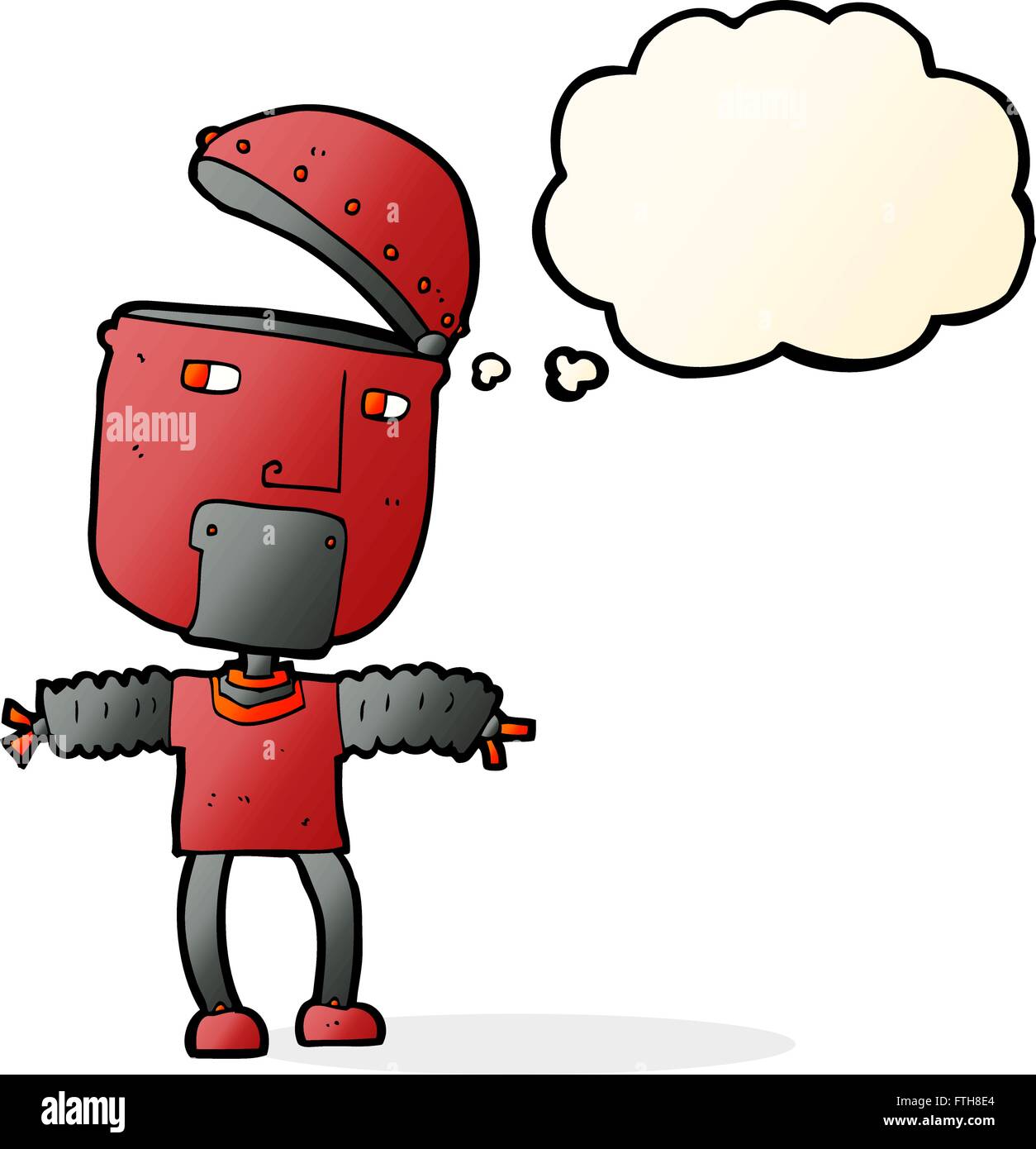 funny cartoon robot with open head with thought bubble Stock Vector ...