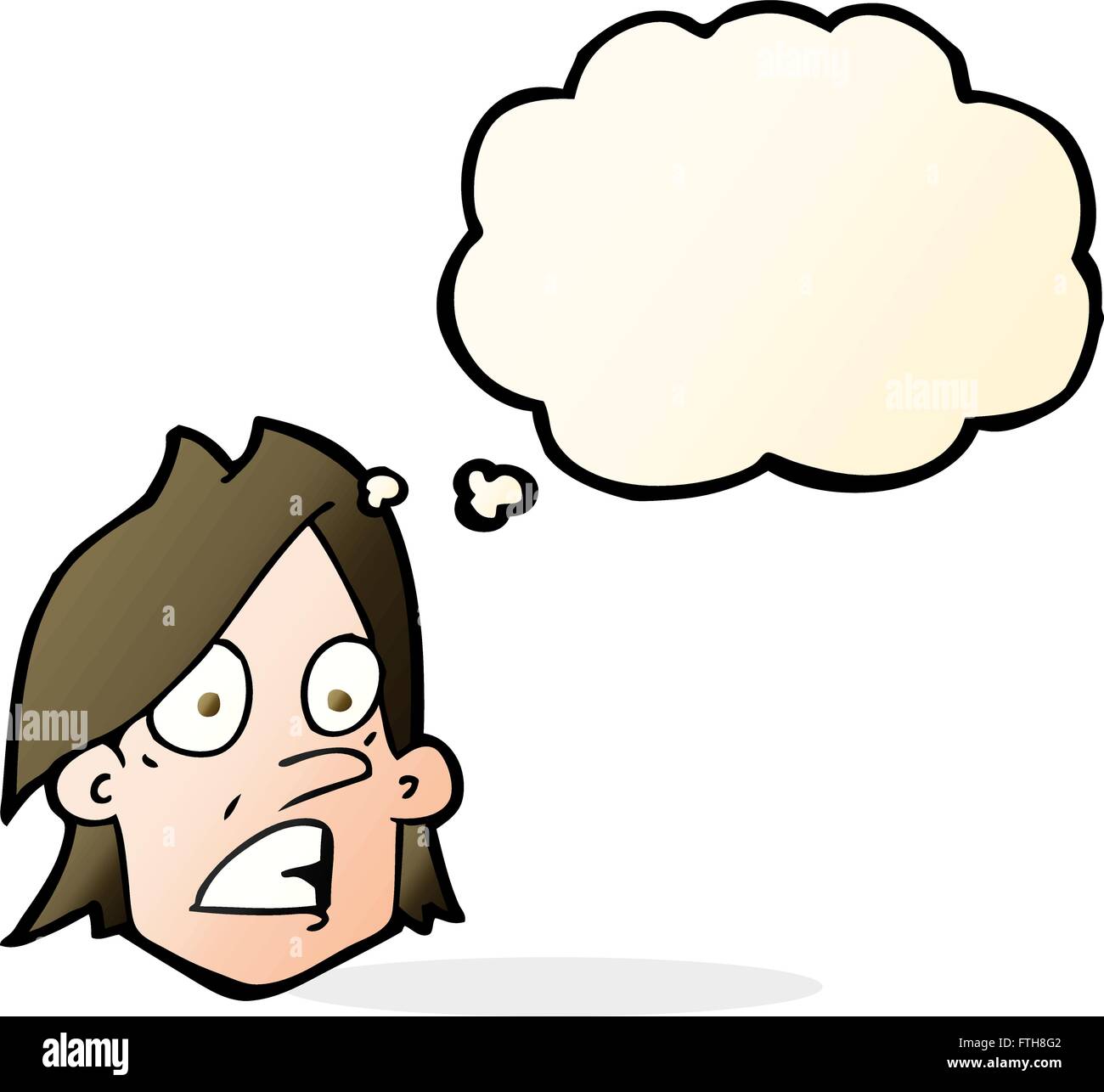 cartoon frightened face with thought bubble Stock Vector Image & Art ...