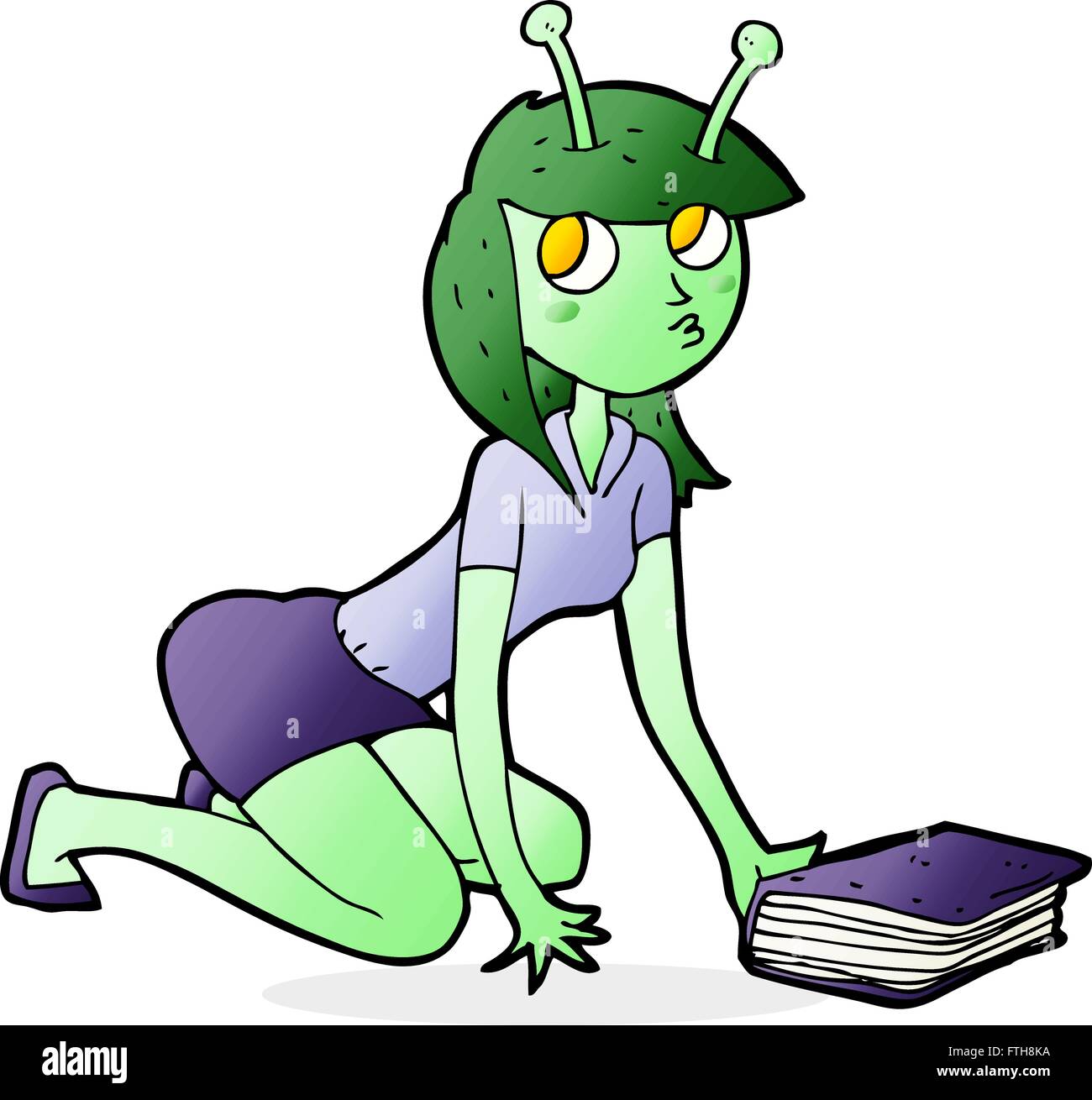 cartoon alien girl and book Stock Vector Image & Art - Alamy