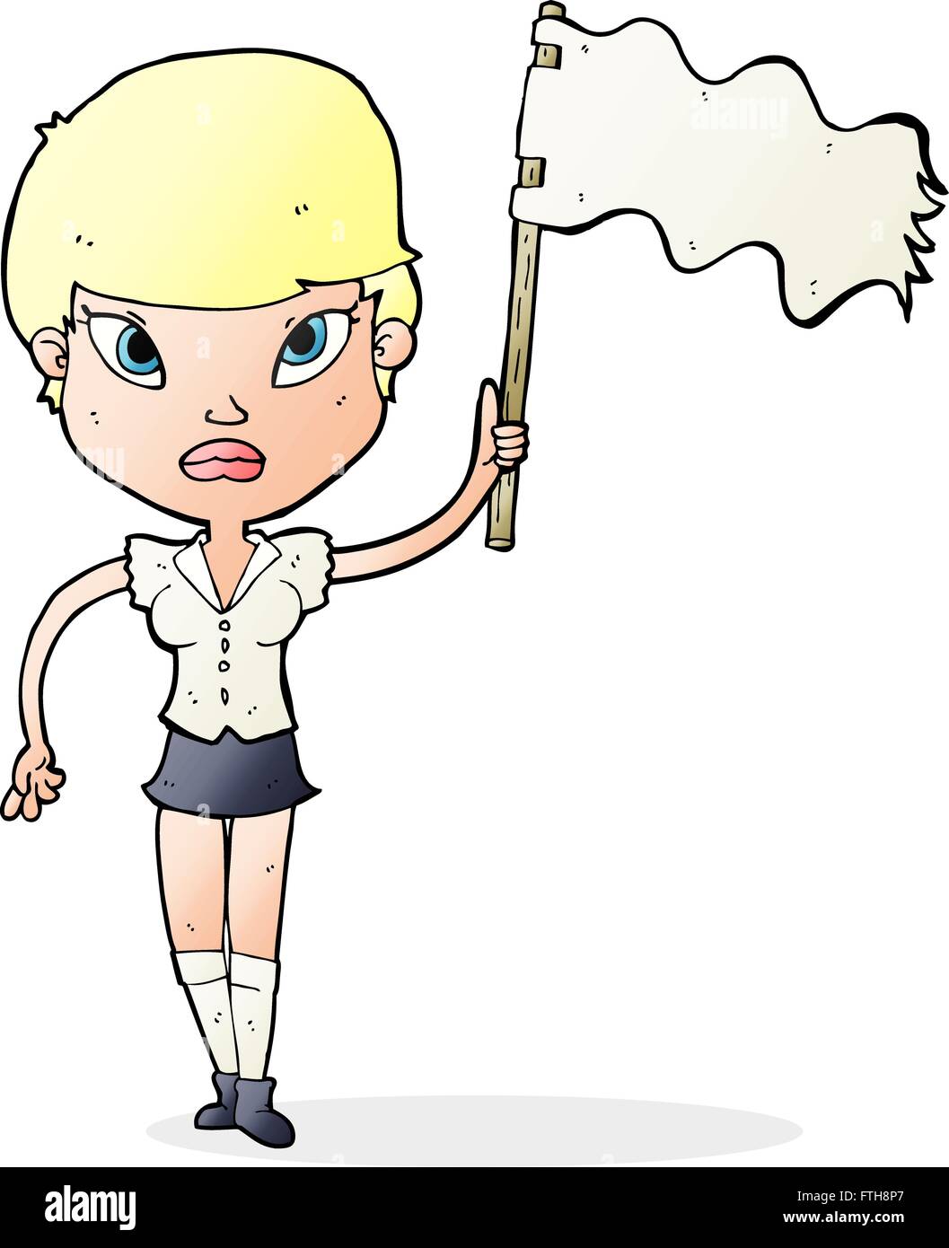 Waving white flag woman Stock Vector Images - Alamy