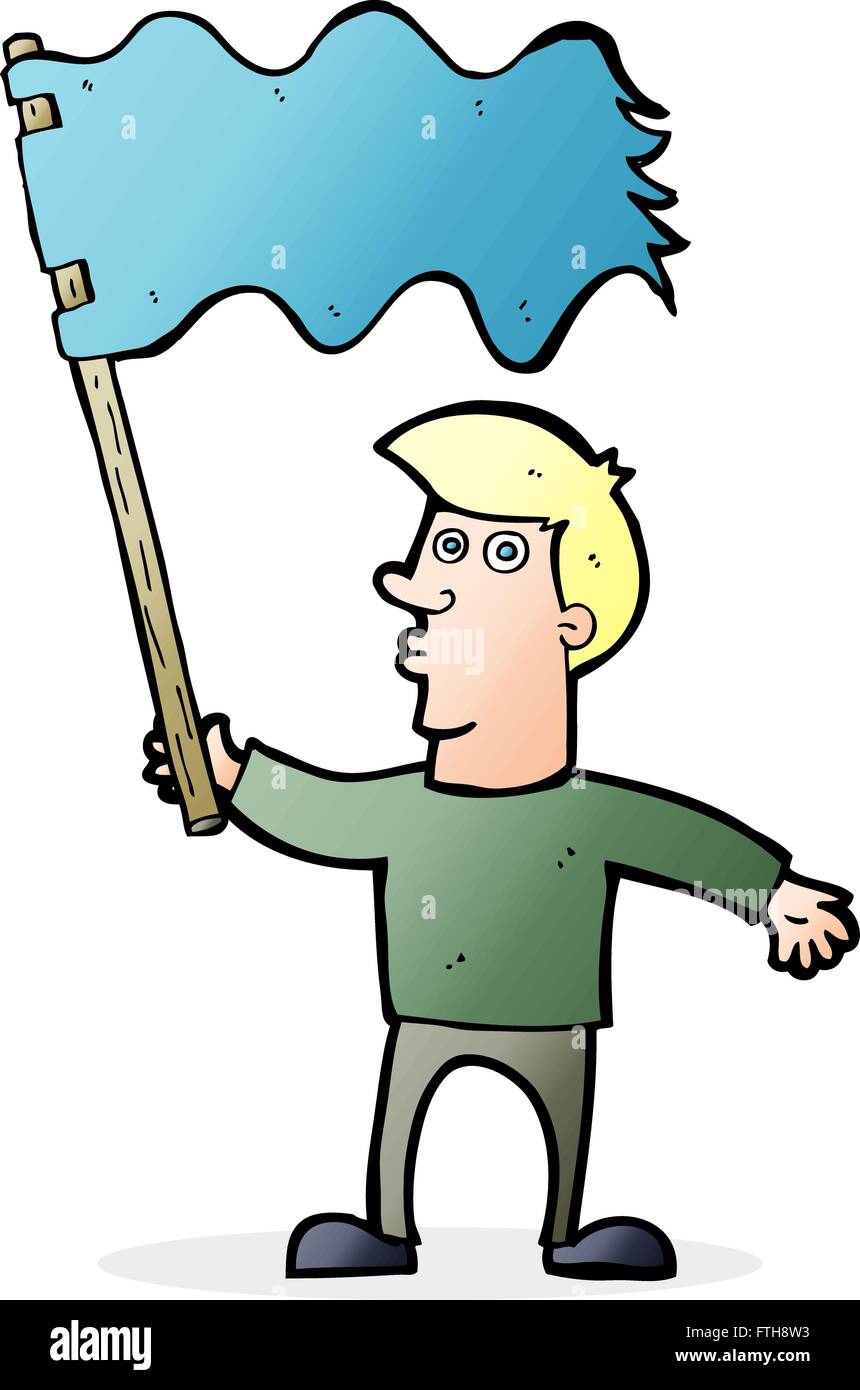 cartoon man waving flag Stock Vector Image & Art - Alamy