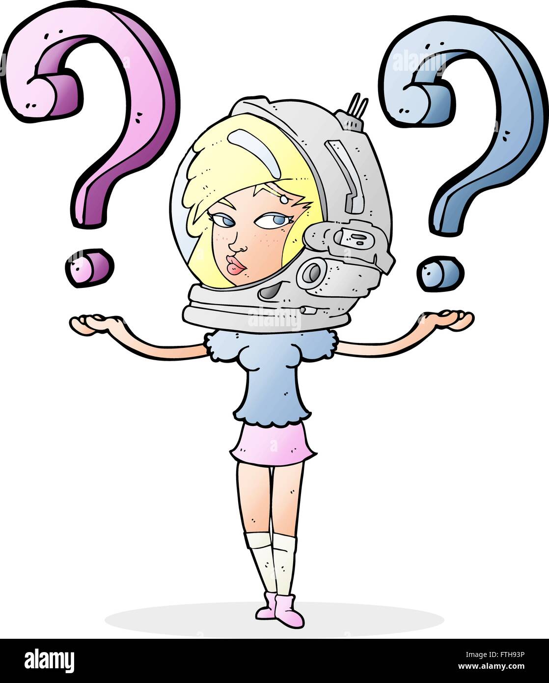 cartoon woman in astronaut helmet asking questions Stock Vector Image ...