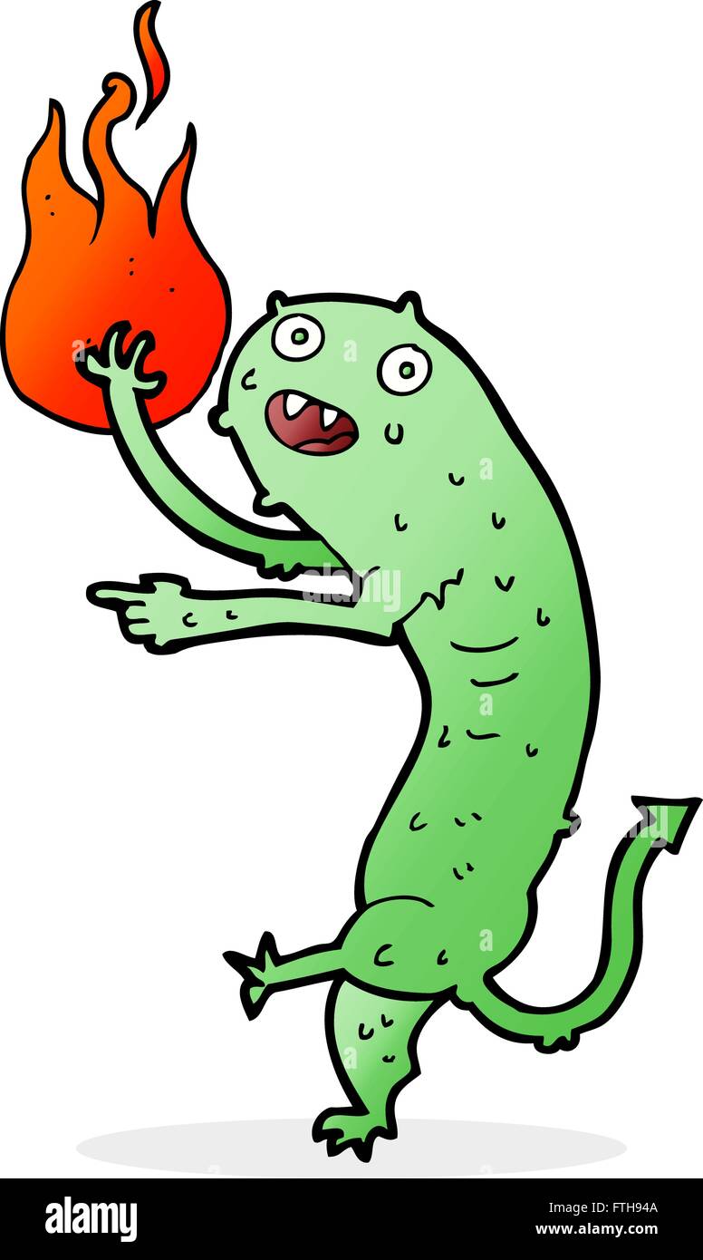 cartoon little imp with fire Stock Vector Image & Art - Alamy