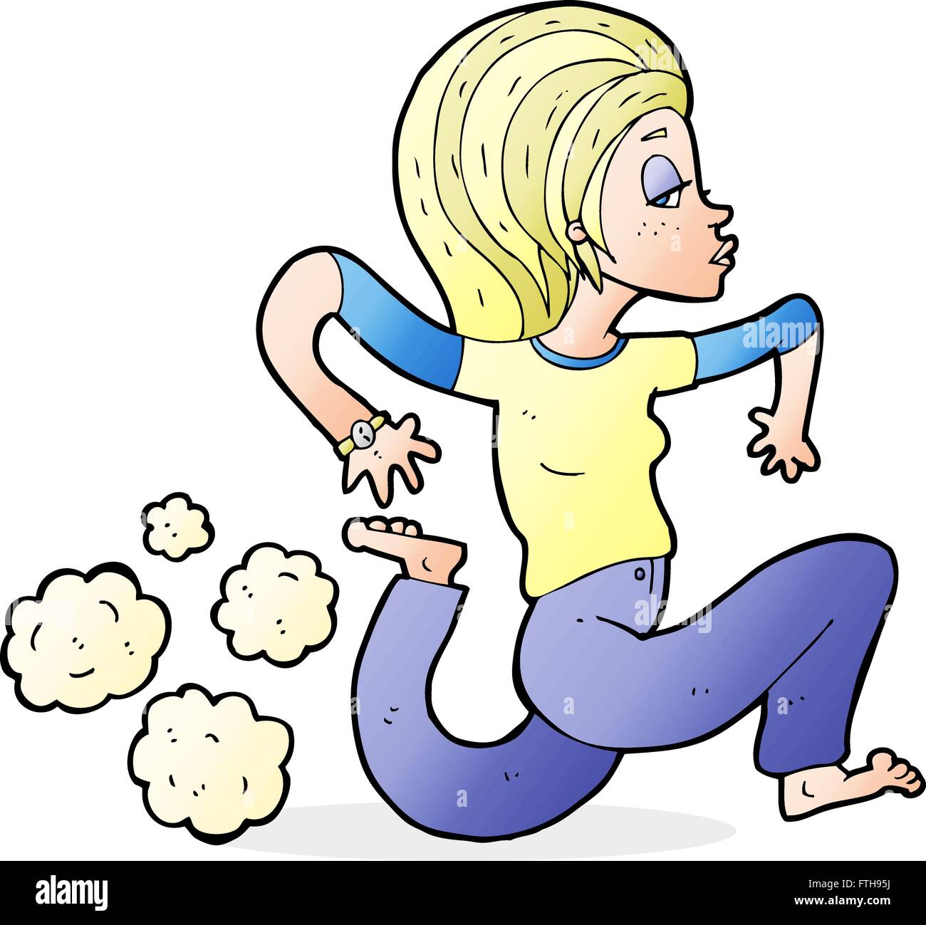 Cartoon woman running barefoot hi-res stock photography and images - Alamy