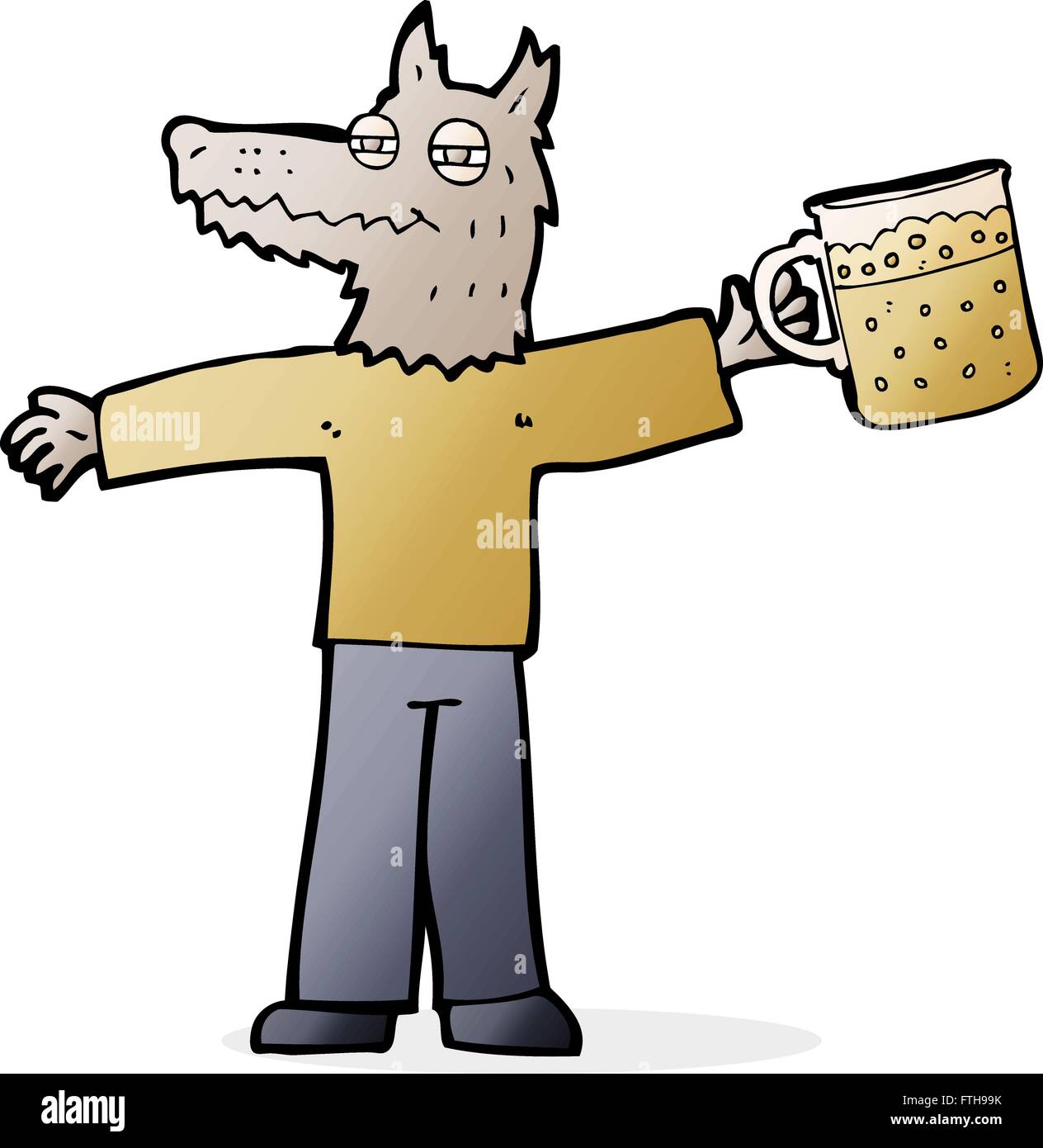 cartoon wolf man drinking beer Stock Vector Image & Art - Alamy