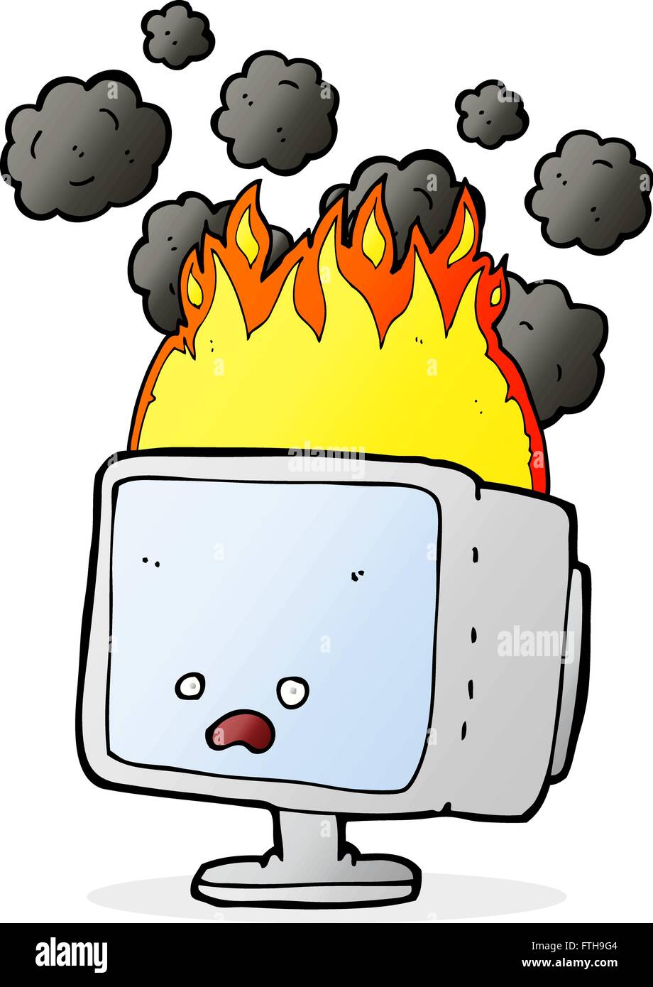 cartoon burning computer screen Stock Vector Image & Art - Alamy