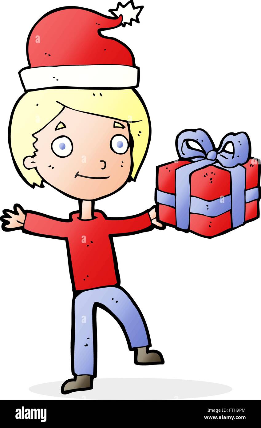 cartoon boy with present Stock Vector Image & Art - Alamy