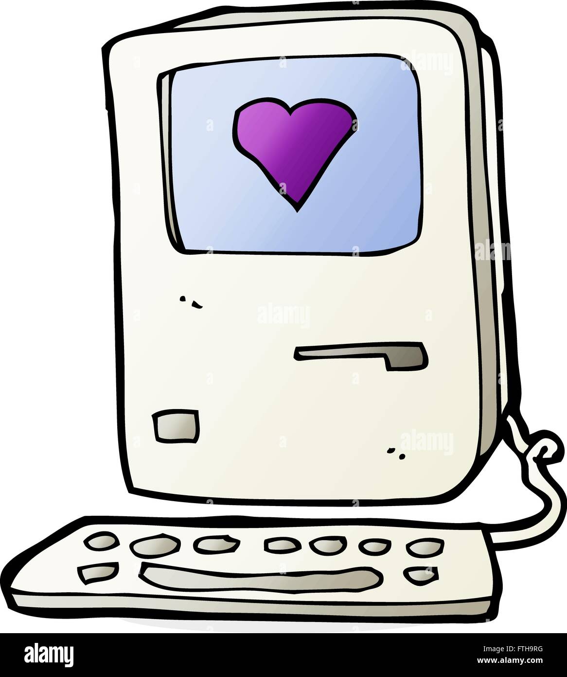 cartoon old computer with love heart Stock Vector Image & Art - Alamy