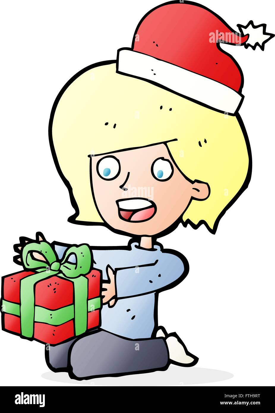 cartoon woman opening presents Stock Vector Image & Art - Alamy