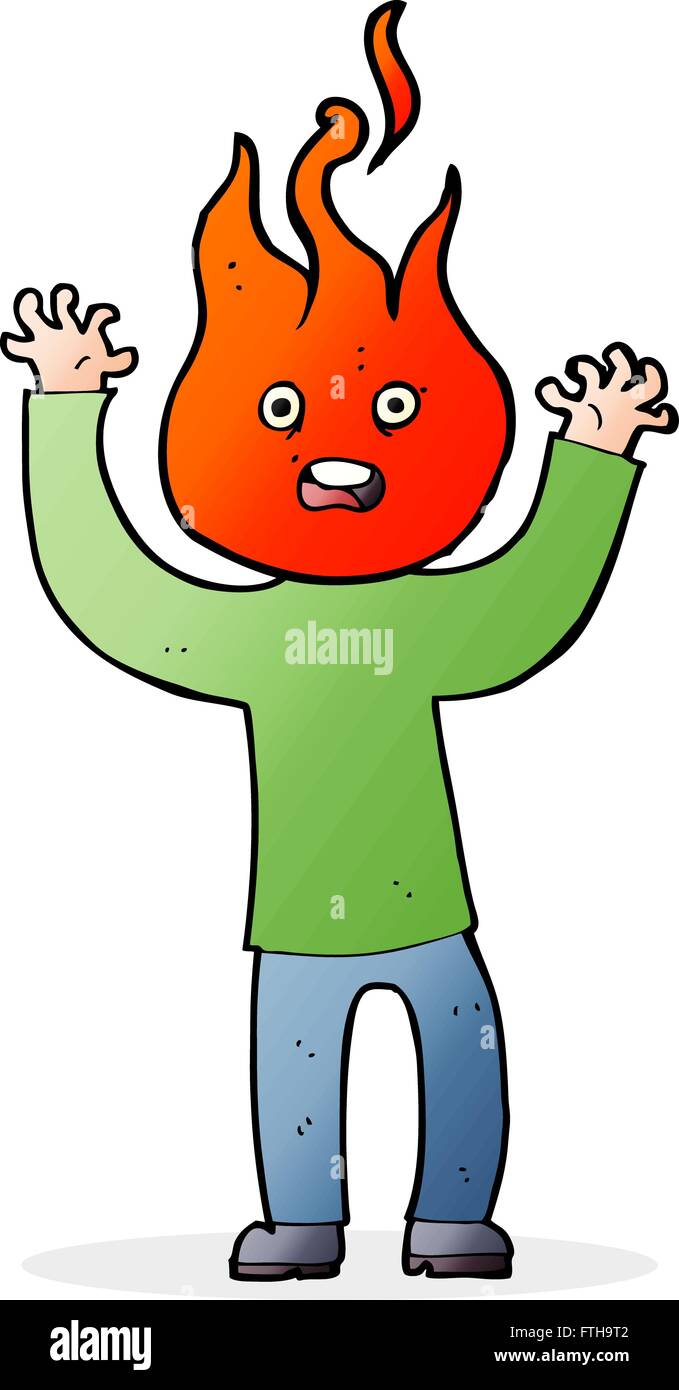 cartoon man with head on fire Stock Vector Image & Art - Alamy
