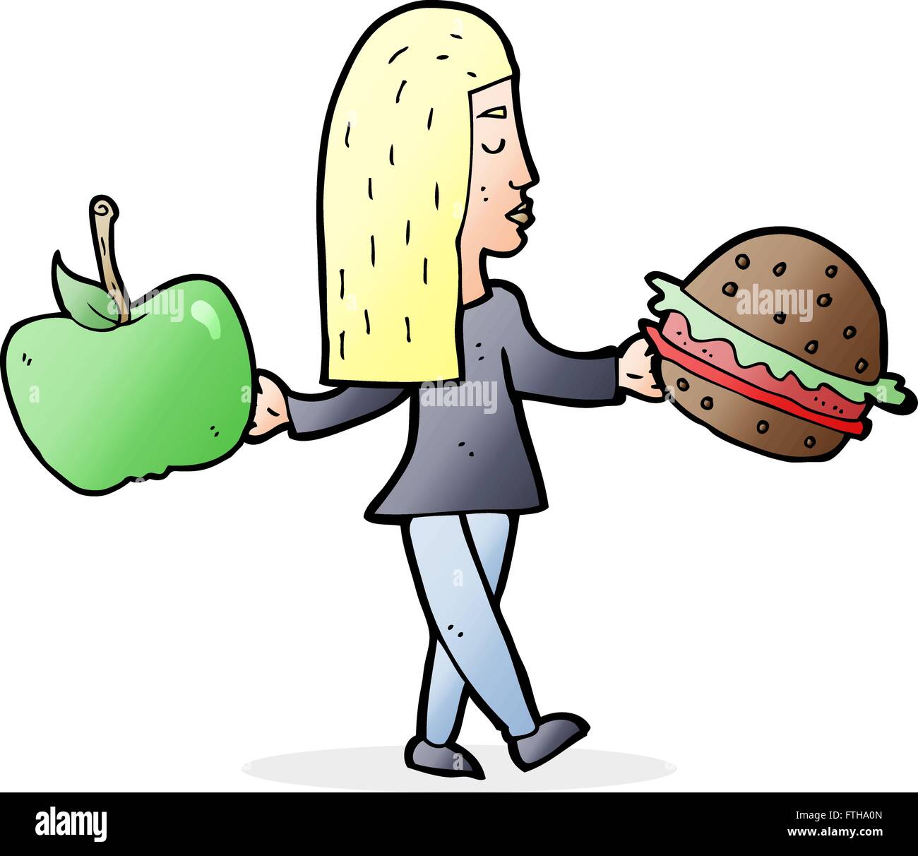 cartoon woman deciding to eat healthy Stock Vector Image & Art - Alamy