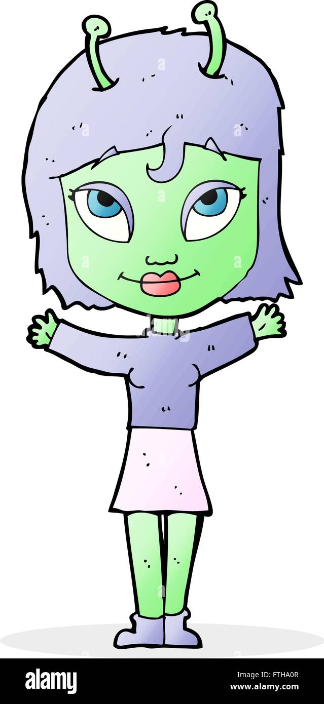 cartoon alien girl Stock Vector Image & Art - Alamy