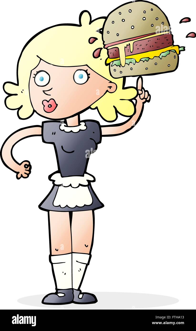 cartoon waitress with burger Stock Vector Image & Art - Alamy
