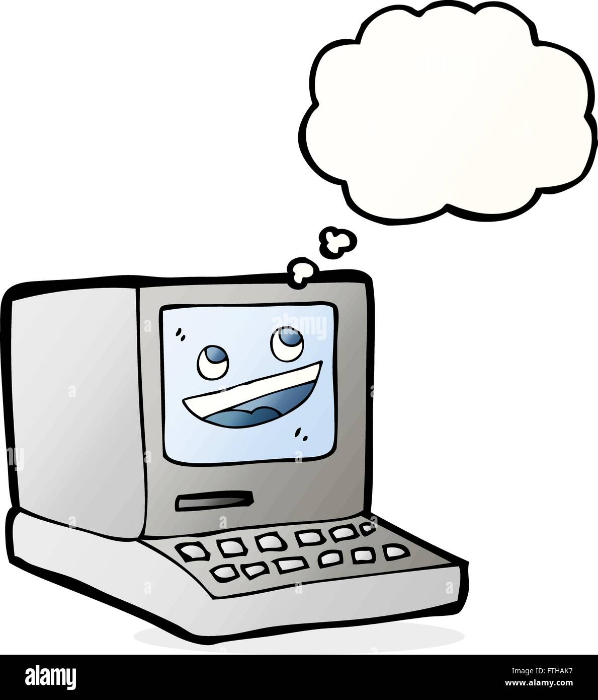 cartoon old computer with thought bubble Stock Vector Image & Art - Alamy