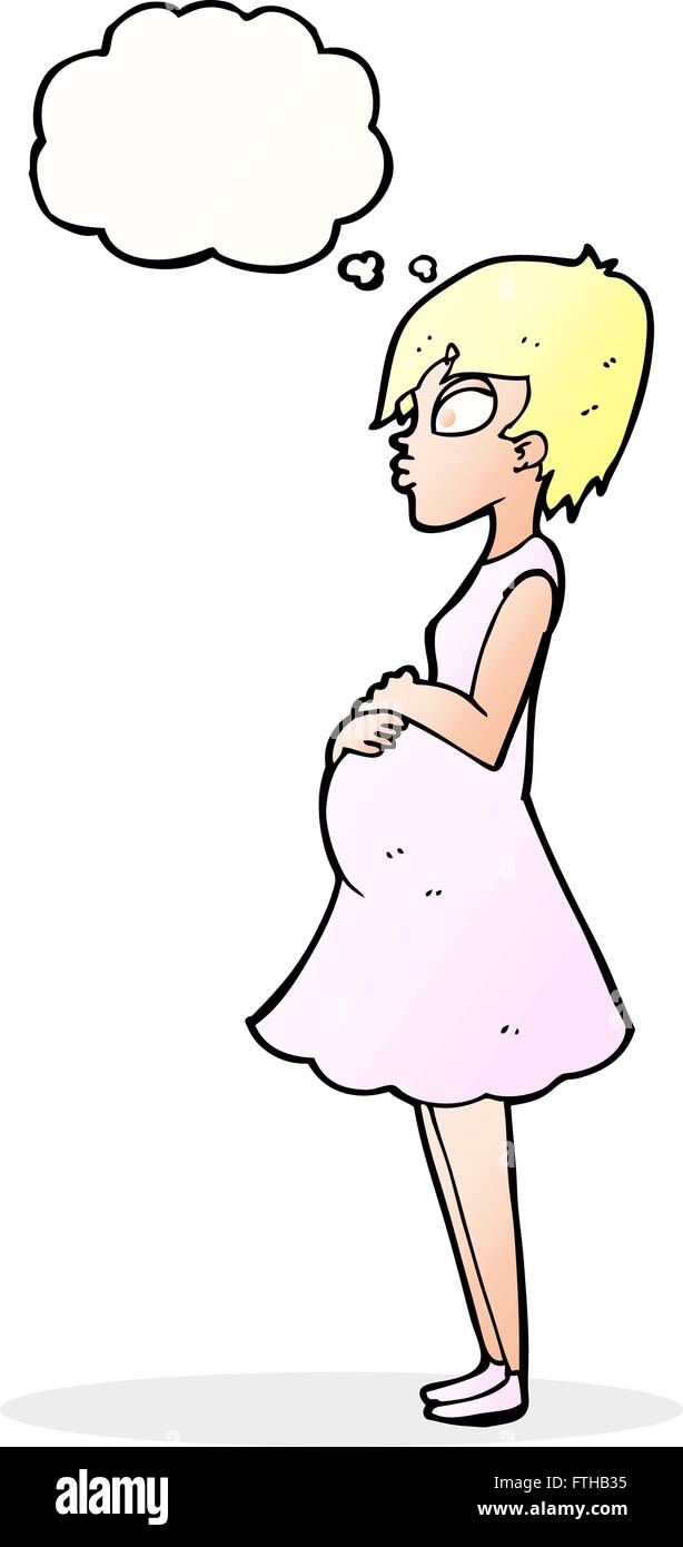 cartoon pregnant woman with thought bubble Stock Vector Image & Art - Alamy