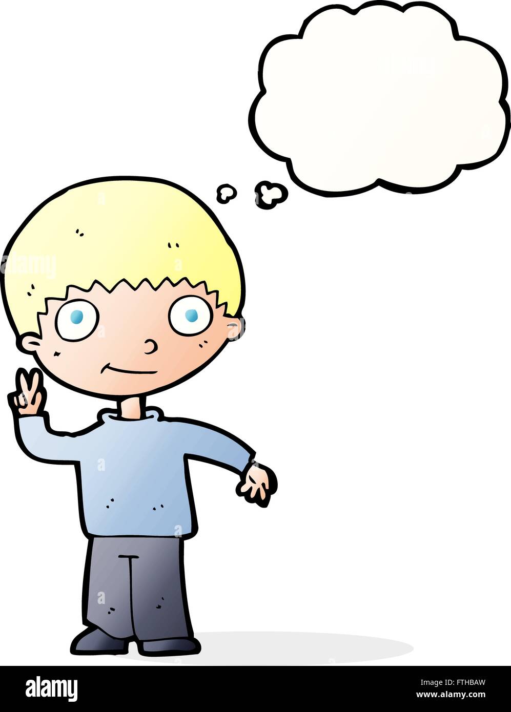 cartoon boy giving peace sign with thought bubble Stock Vector Image ...