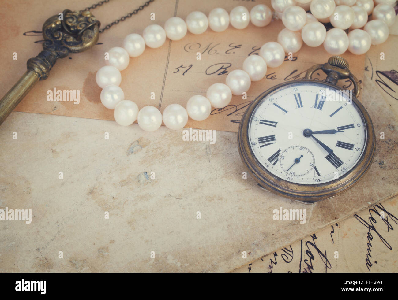 retro background with watch Stock Photo - Alamy