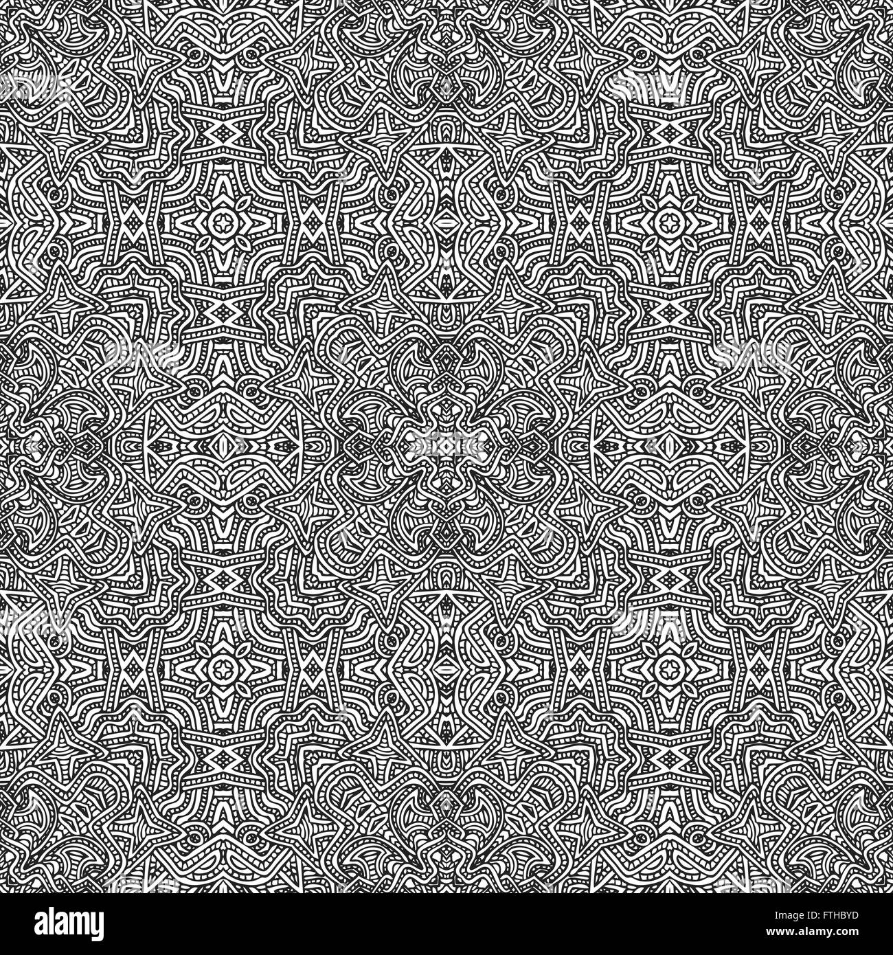 vector black monochrome hand drawn zentangle seamless aztec pattern ...