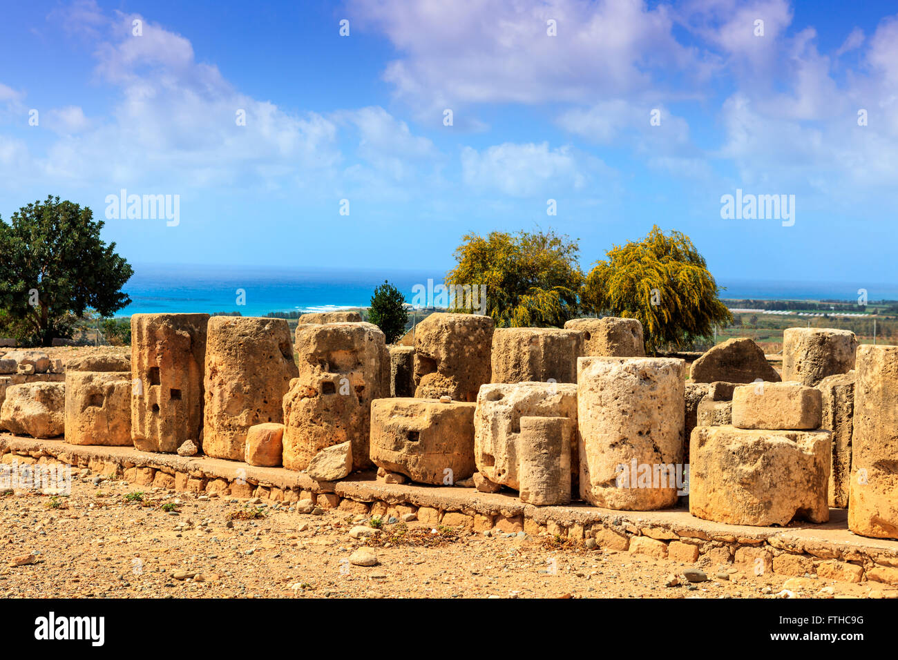 The ancient stones and columns are the preserved parts of the Aphrodite ...