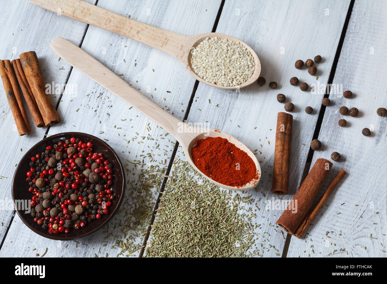 Spices on white background Stock Photo - Alamy